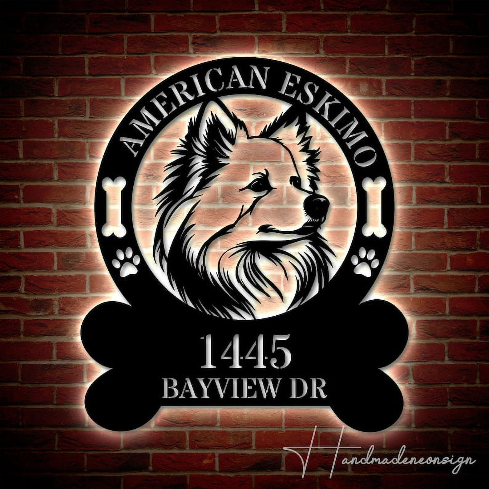 Handmadetneonsign American Eskimo Home Number Metal Sign, Custom ...