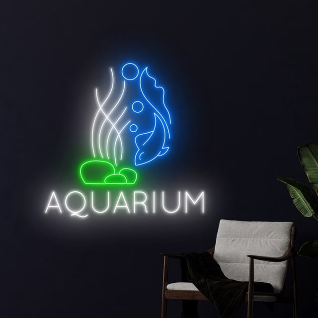 Handmadetneonsign Aquarium Neon Sign, Fish Wall Art Decor, Animal Ocean ...