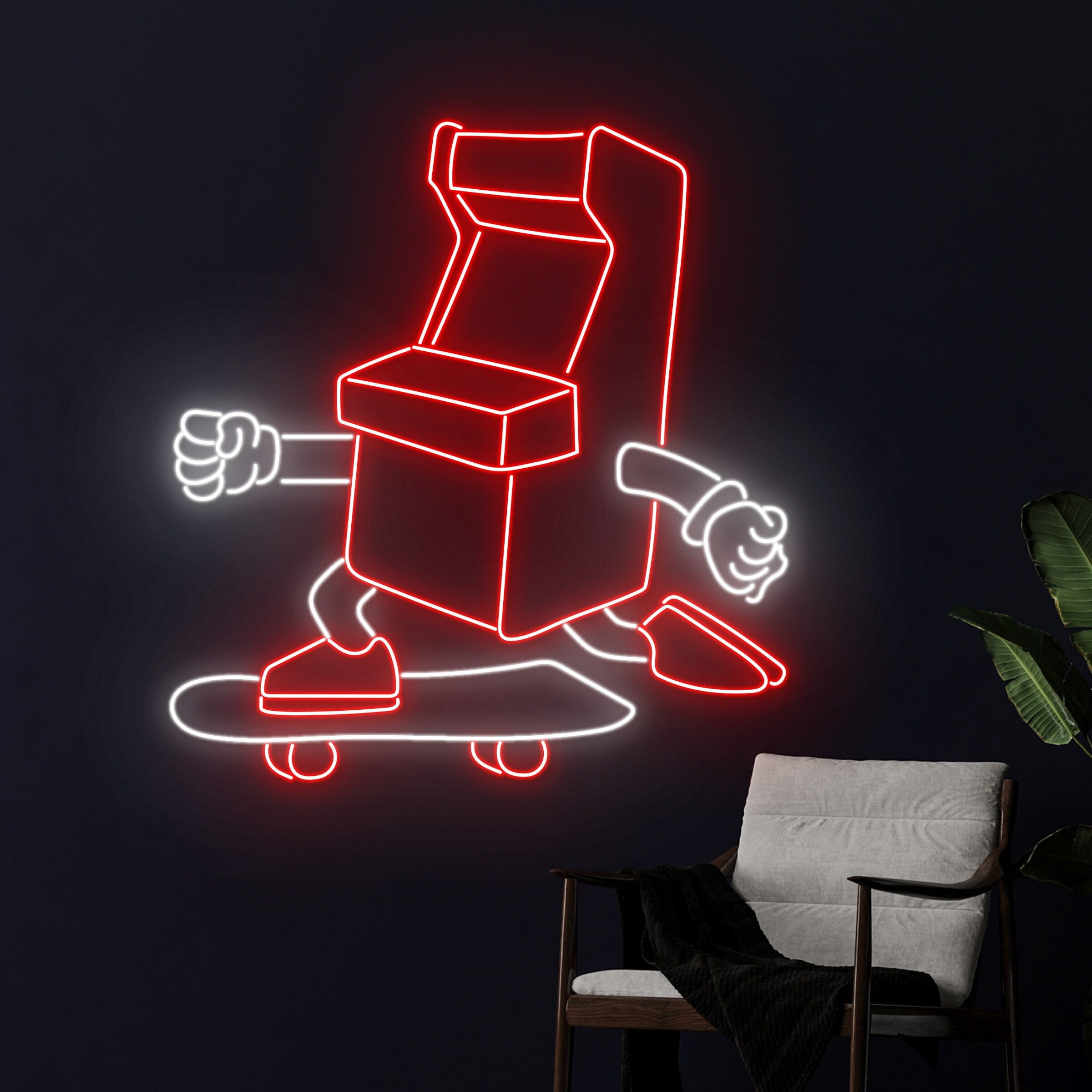 Handmadetneonsign Arcade Skateboard Neon Sign, Skateboarding Arcade Led ...