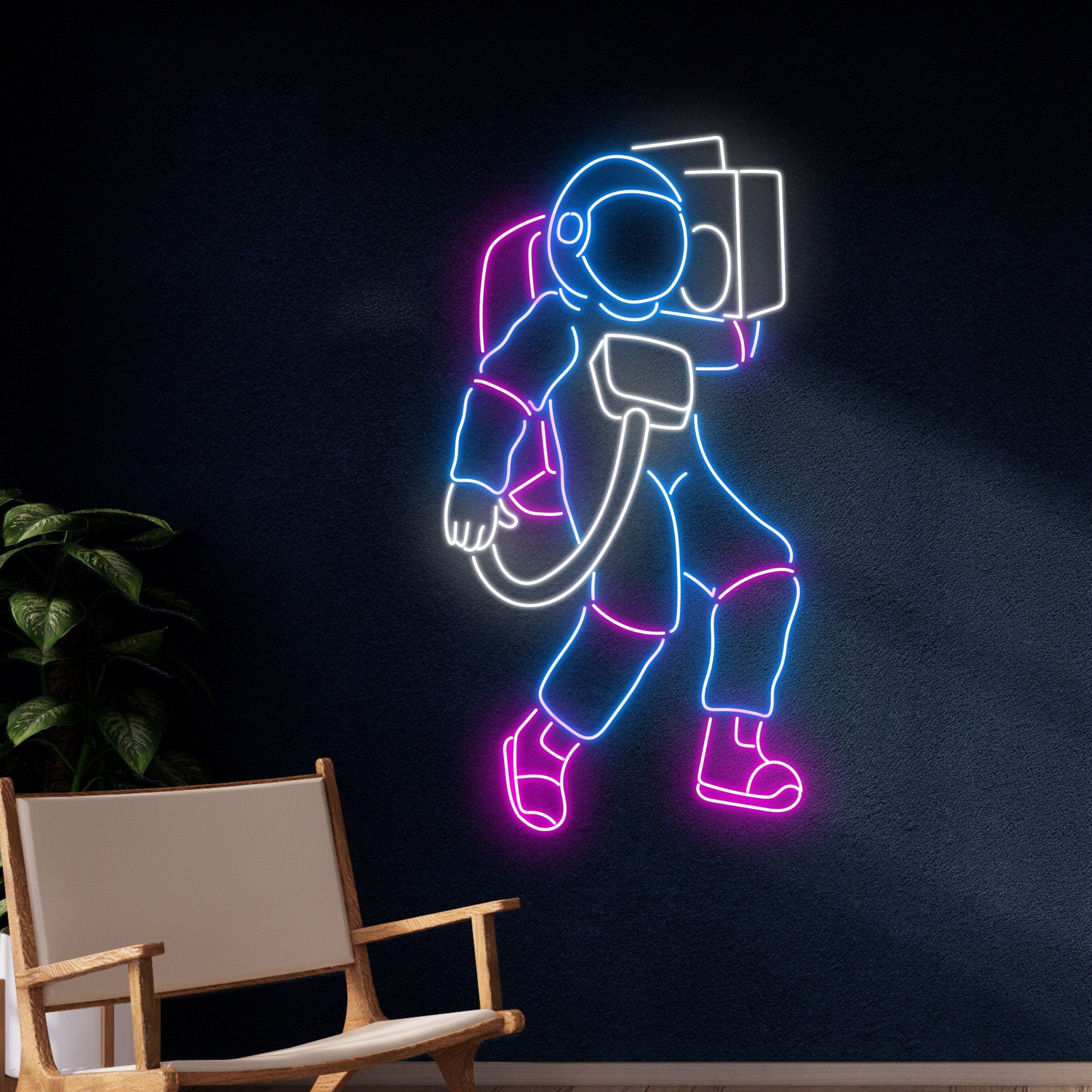 Handmadetneonsign Astronaut Boombox Neon Sign, Tape Recorder Astronaut ...