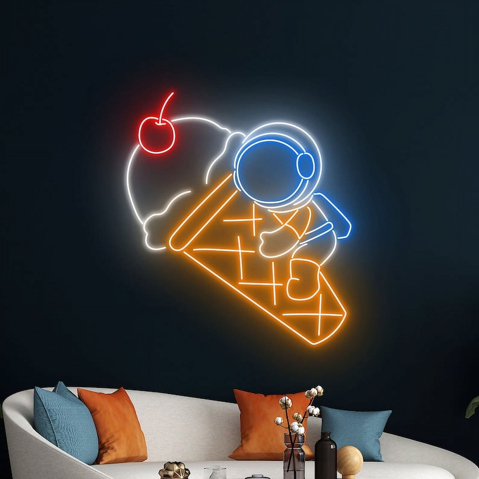 Handmadetneonsign Astronaut Hugging Ice Cream Neon Sign, Ice Cream Cone ...