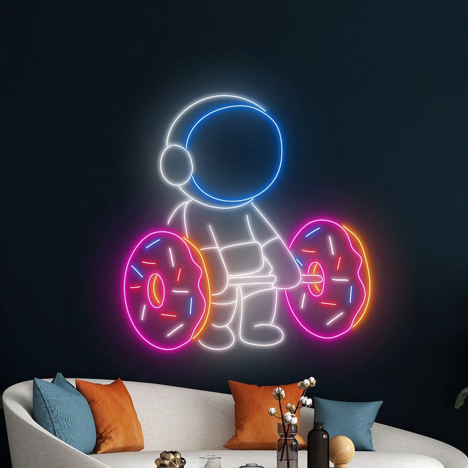 Handmadetneonsign Astronaut Lifting Donut Neon Sign, Astronaut Donut ...