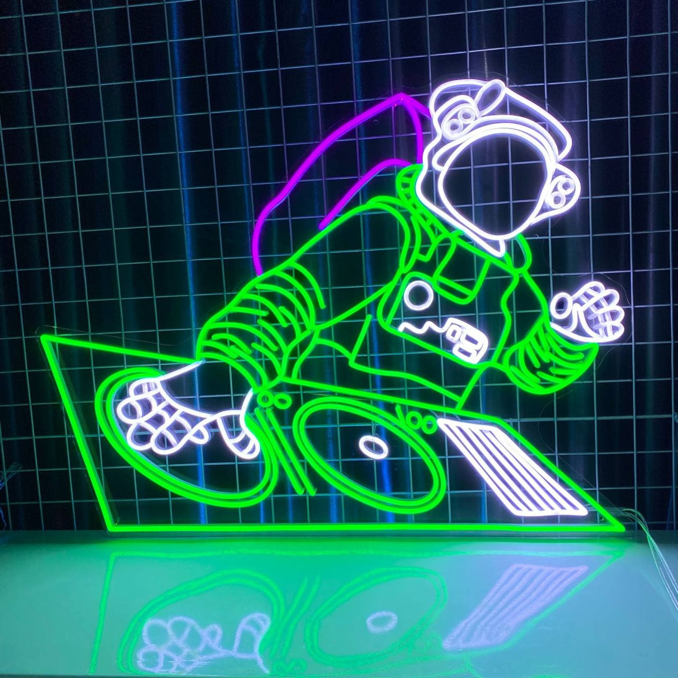 Handmadetneonsign Astronaut Playing Music Neon Sign, Music Studio Wall ...