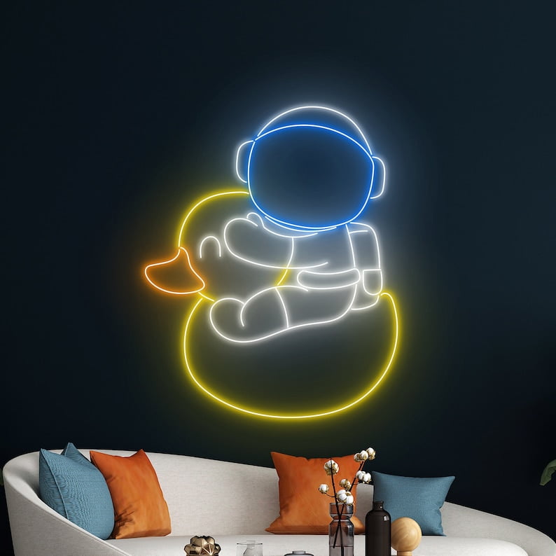 Handmadetneonsign Astronaut Riding Duck Neon Sign, Astronaut Riding ...