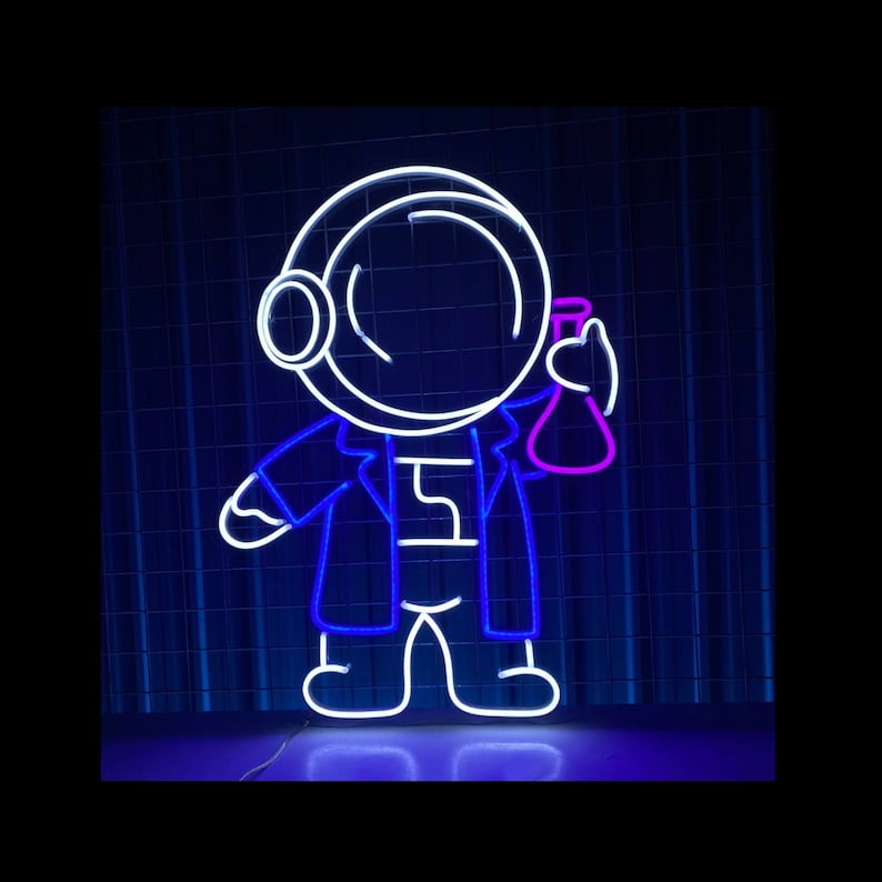 Handmadetneonsign Astronaut Scientist Neon Sign, Scientist Neon Wall ...