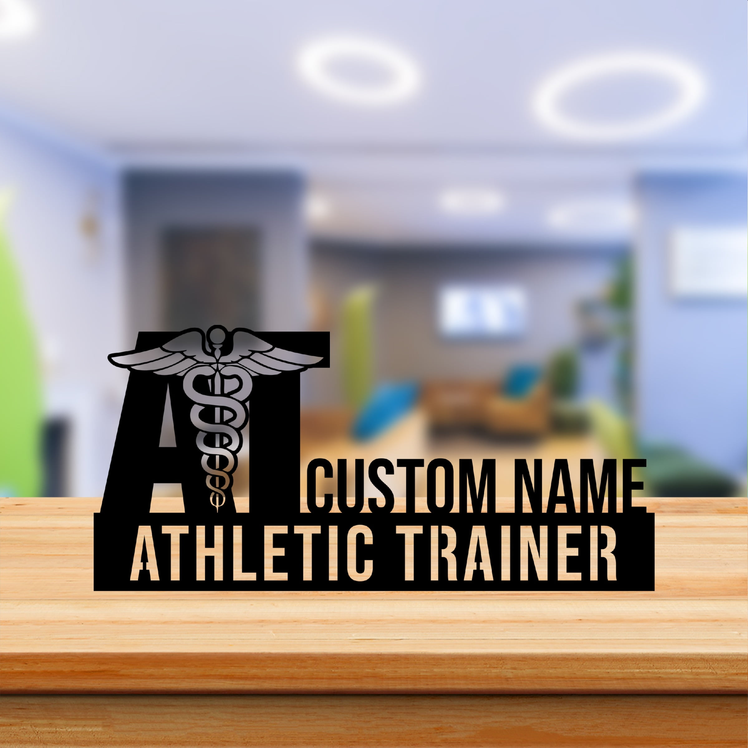 Handmadetneonsign Athletic Trainer Metal Nameplate, Trainer Desk ...