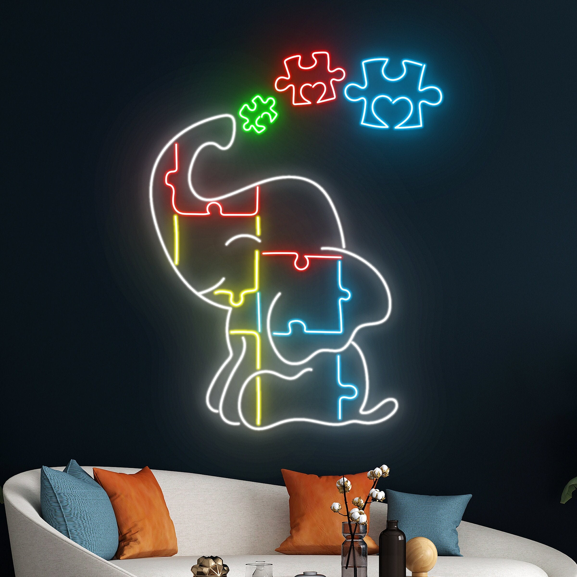 Handmadetneonsign Autism Awareness Elephant Neon Sign, Autism Elephant ...