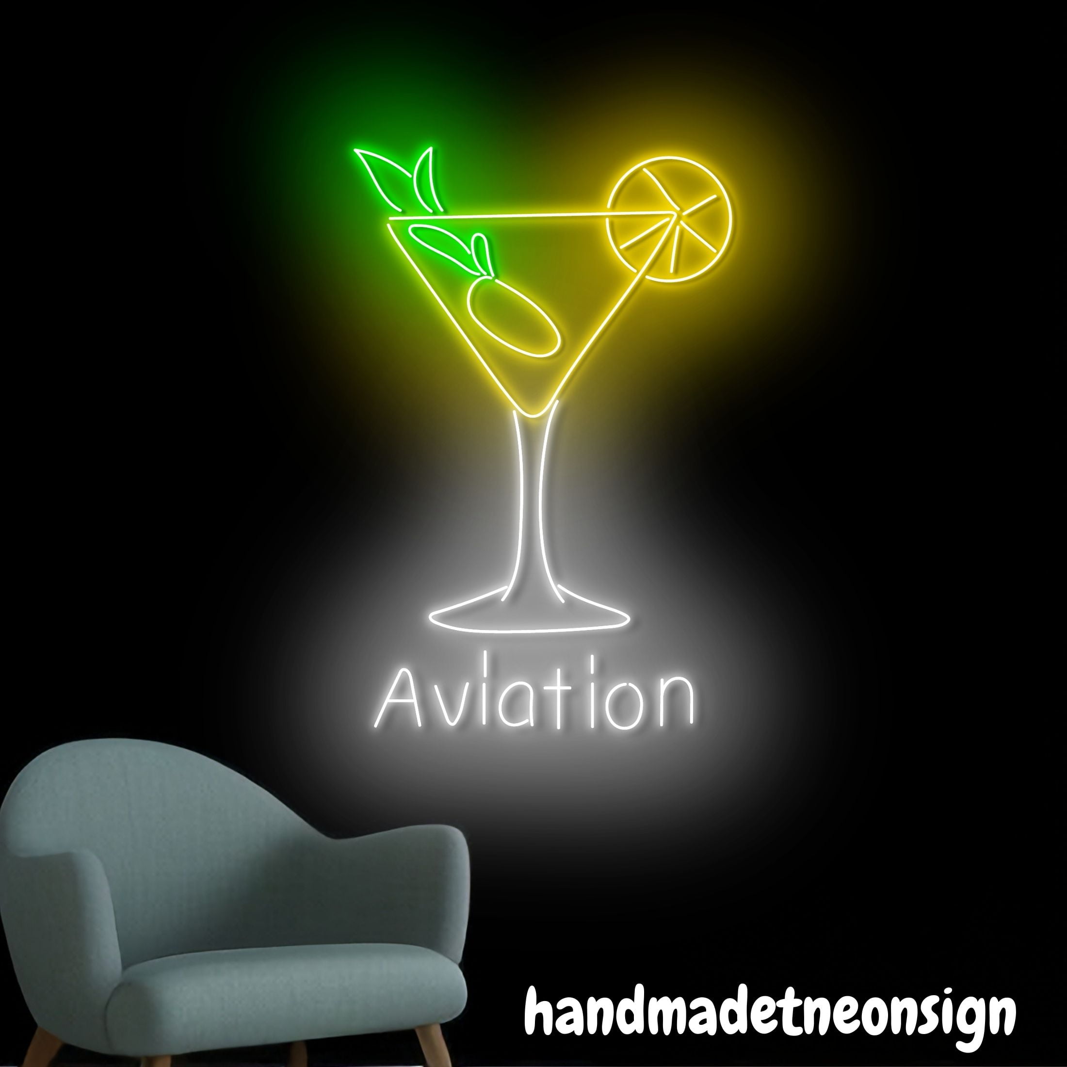 Handmadetneonsign Aviation Neon Sign, Aviation Cocktail Wall Art ...
