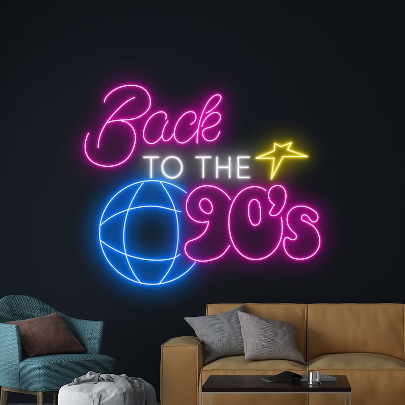 Handmadetneonsign Back To The 90's Neon Sign, Disco Ball Neon Art Decor ...
