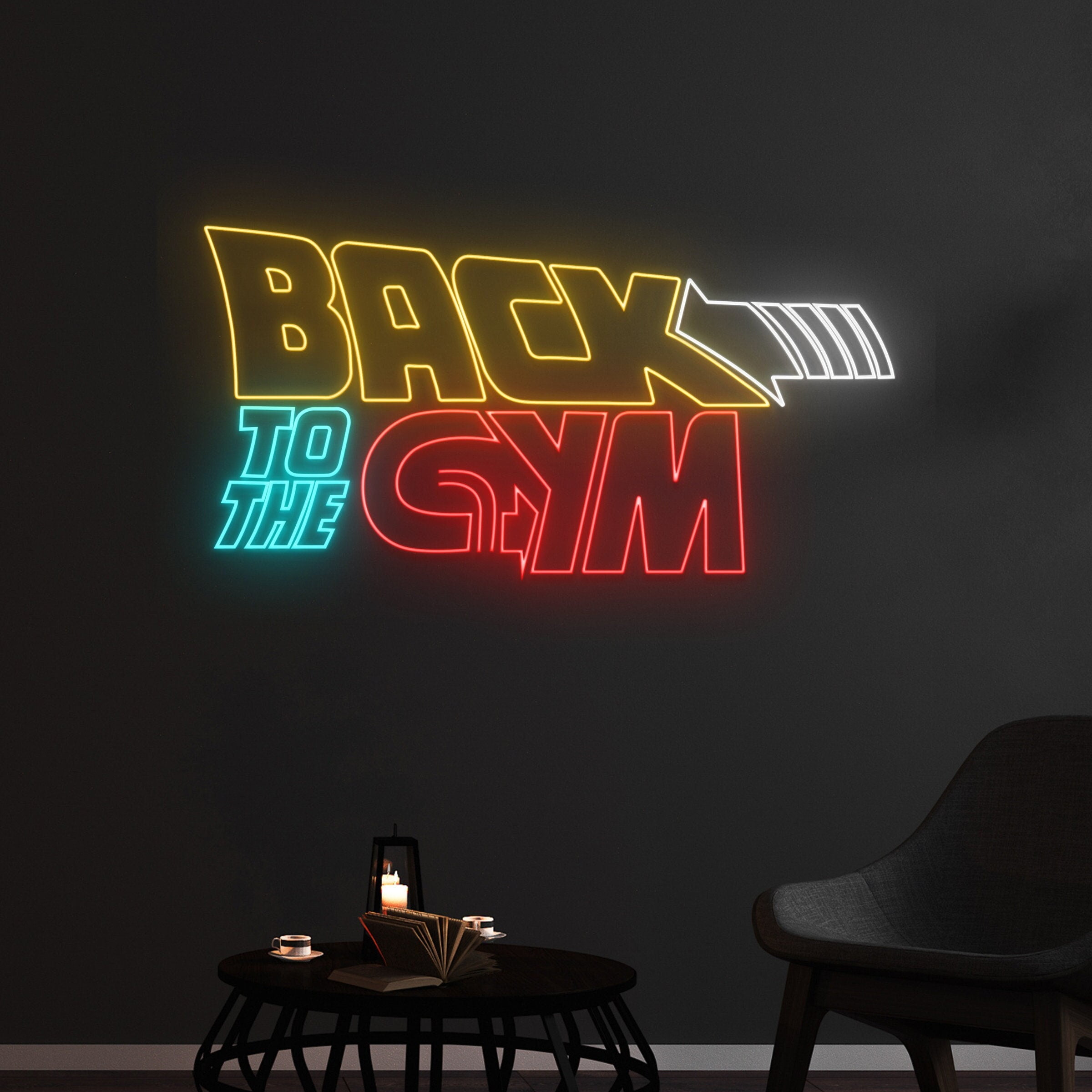 Handmadetneonsign Back To The Gym Neon Sign, Gym Neon Light, Gym Studio ...