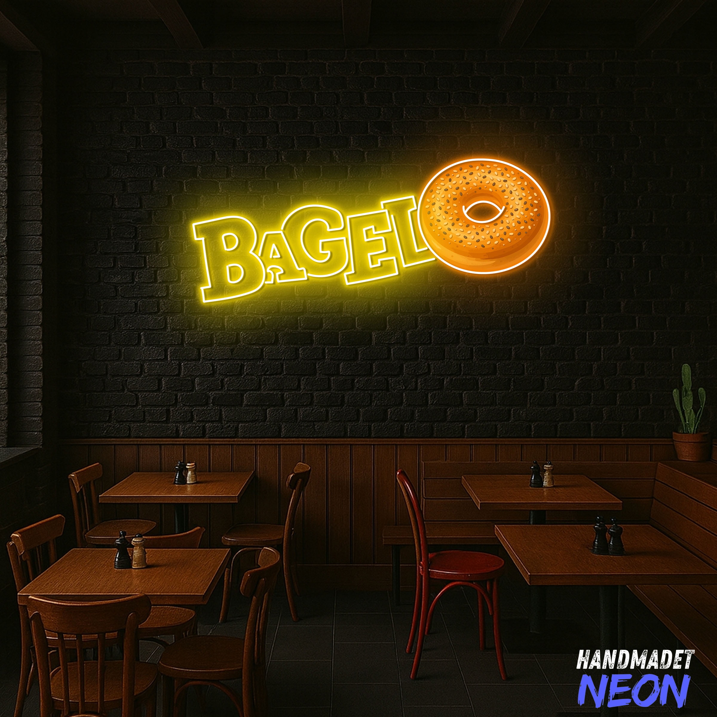 Handmadetneonsign Bagel Neon Sign, Bakery Shop Sign, Dessert Shop Decor ...