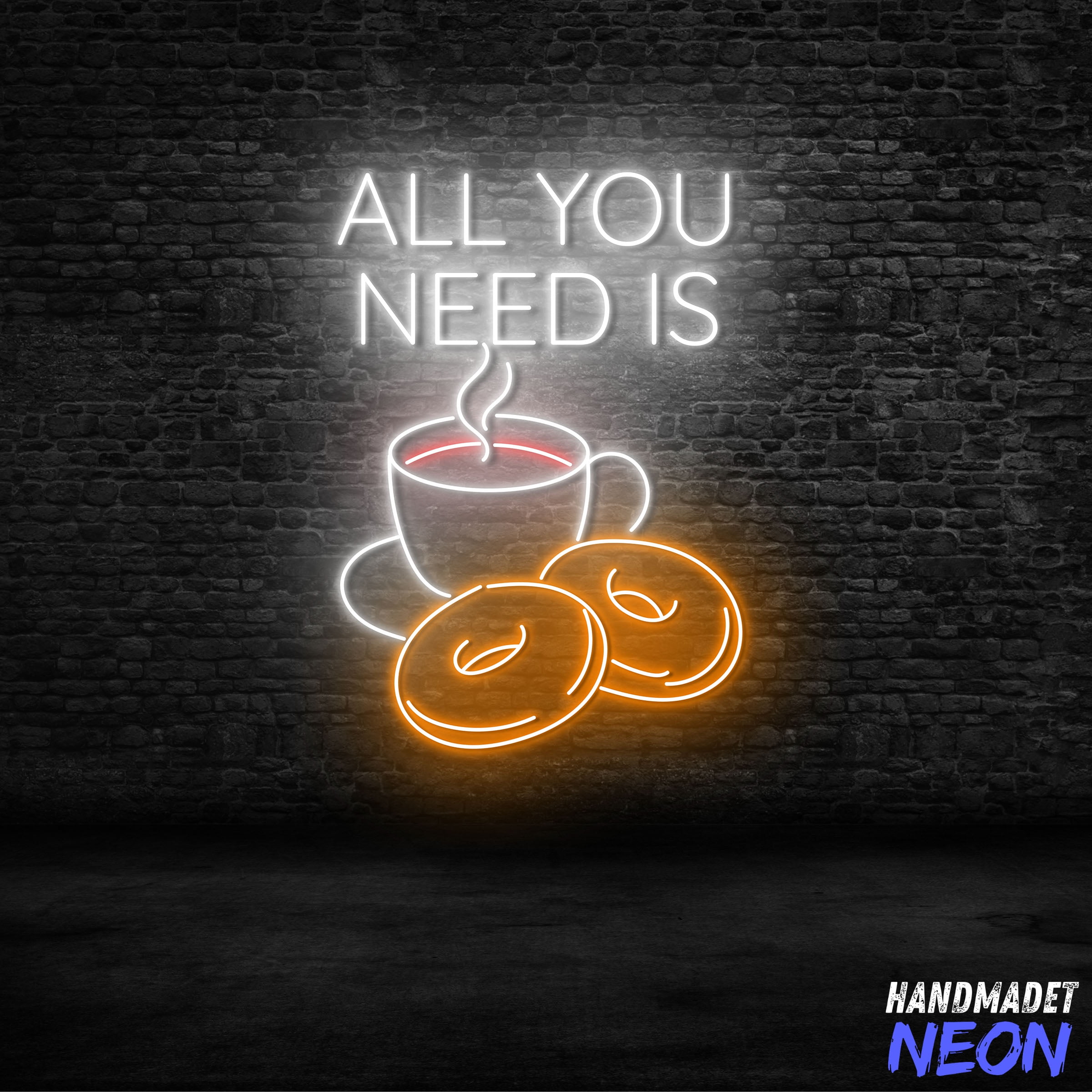 Handmadetneonsign Bagel Neon Sign, Coffee Cup Neon Sign, Cafe Shop ...