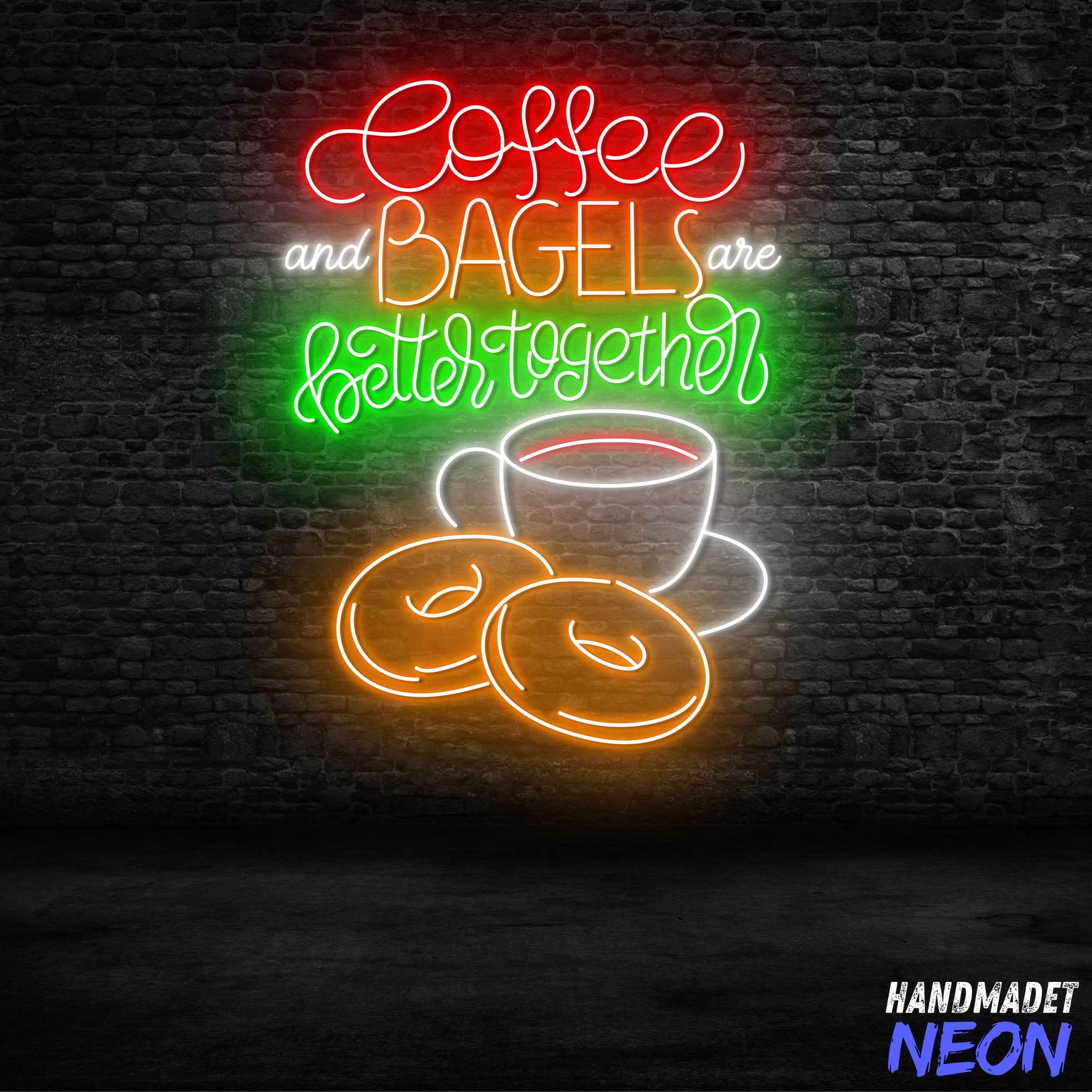Handmadetneonsign Bagel Neon Sign, Coffee Led Sign, Dessert Shop Decor ...