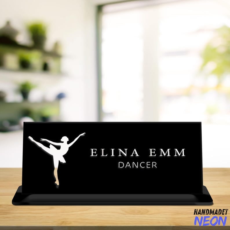 Handmadetneonsign Ballerina Metal Name Plate, Ballet Dancer Engraved ...