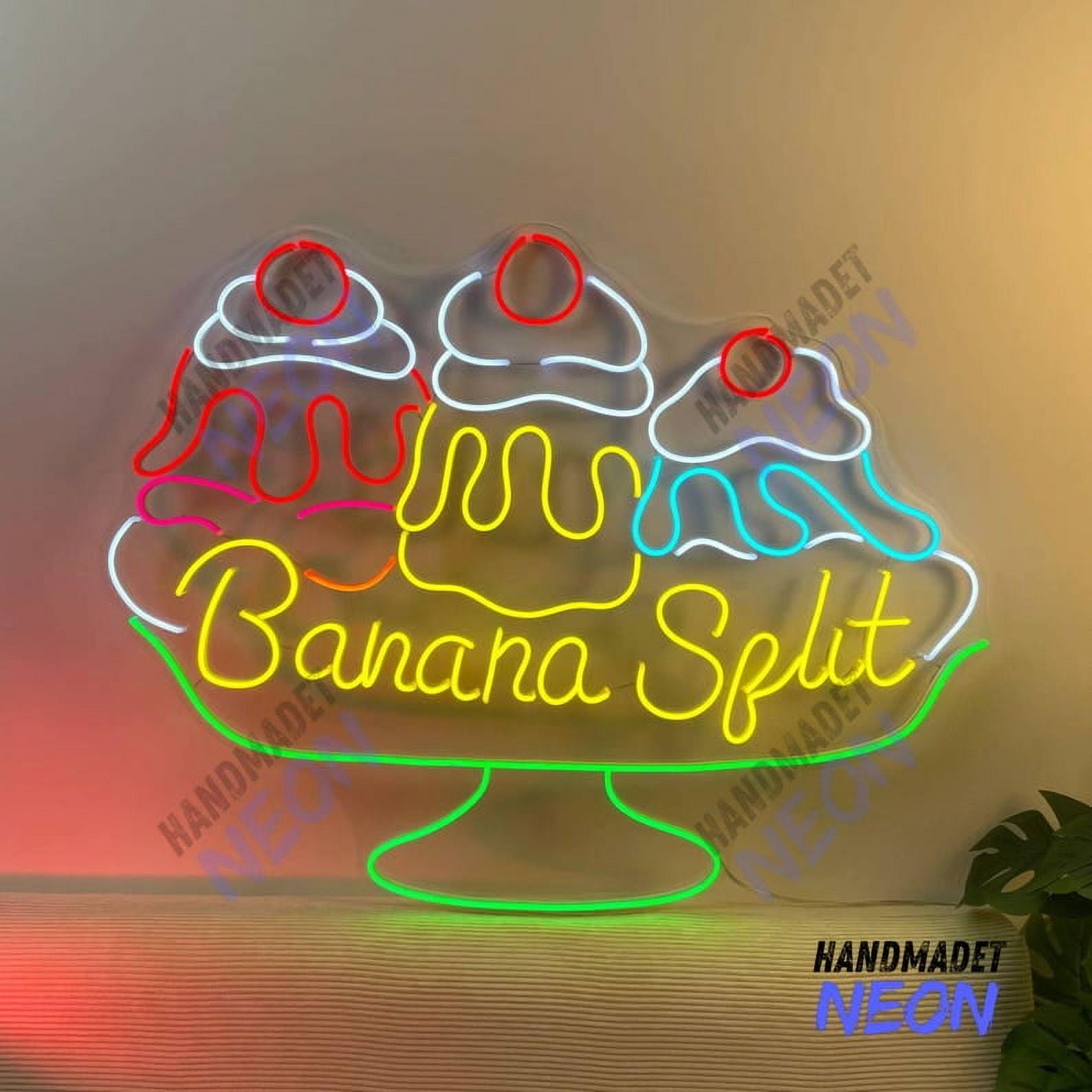 Handmadetneonsign Banana Split Neon Sign, Banana Ice Cream Led Light ...