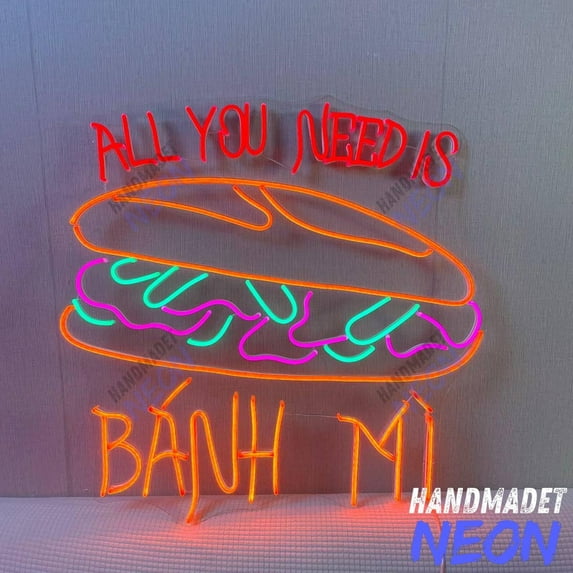 Handmadetneonsign Banh Mi Neon Sign, Sandwich Neon Sign, Bakery Shop ...