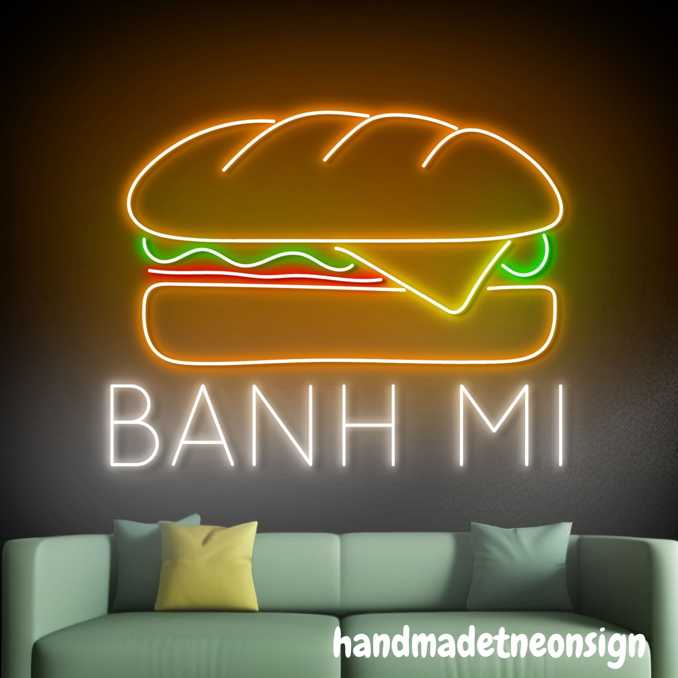 Handmadetneonsign Banh Mi Neon Sign, Vietnamese Food Wall Art Decor ...