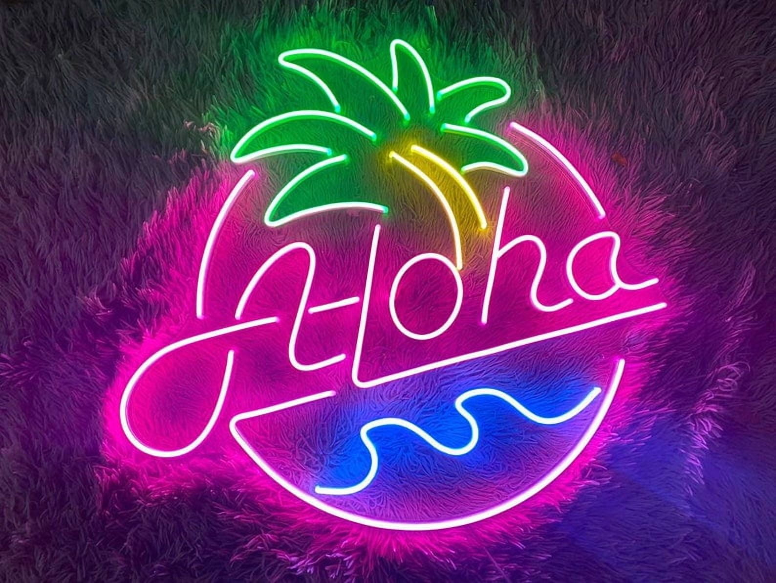Handmadetneonsign Bar Neon Sign, LED Palm Tree and Wave Light for Beach ...
