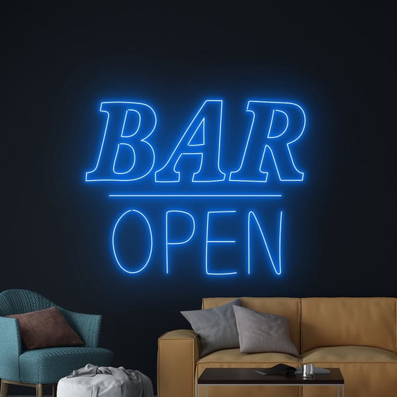 Handmadetneonsign Bar Open Neon Sign, Bar Open Logo Wall Art Decor ...