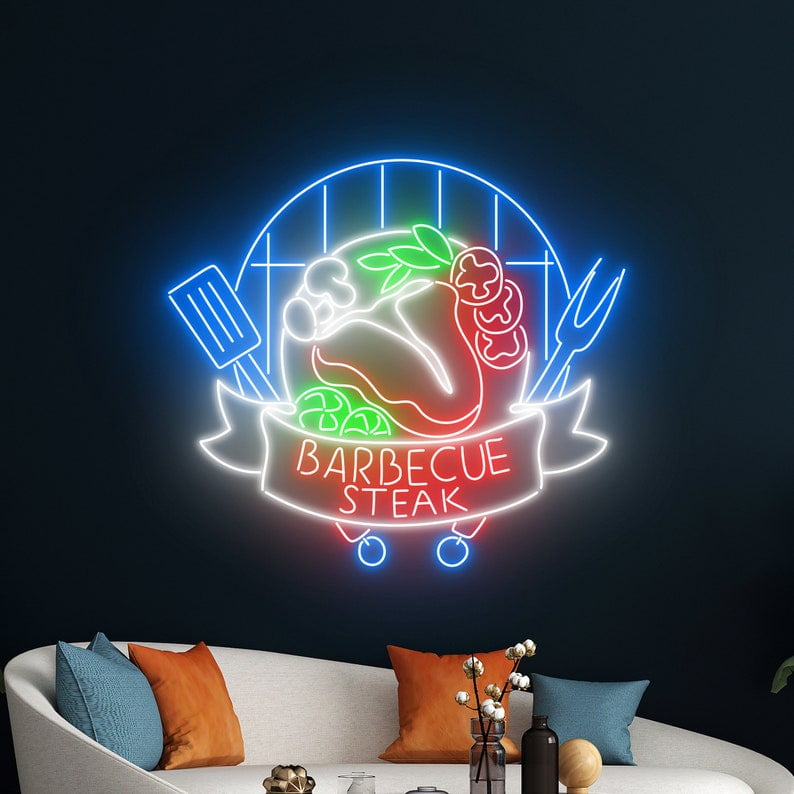 Handmadetneonsign Barbecue Steak Neon Light, BBQ Neon Sign, Barbecue ...