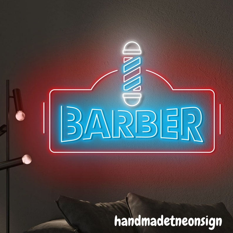 Handmadetneonsign Barber Neon Sign, Barber Neon Wall Art Decor, Barber ...