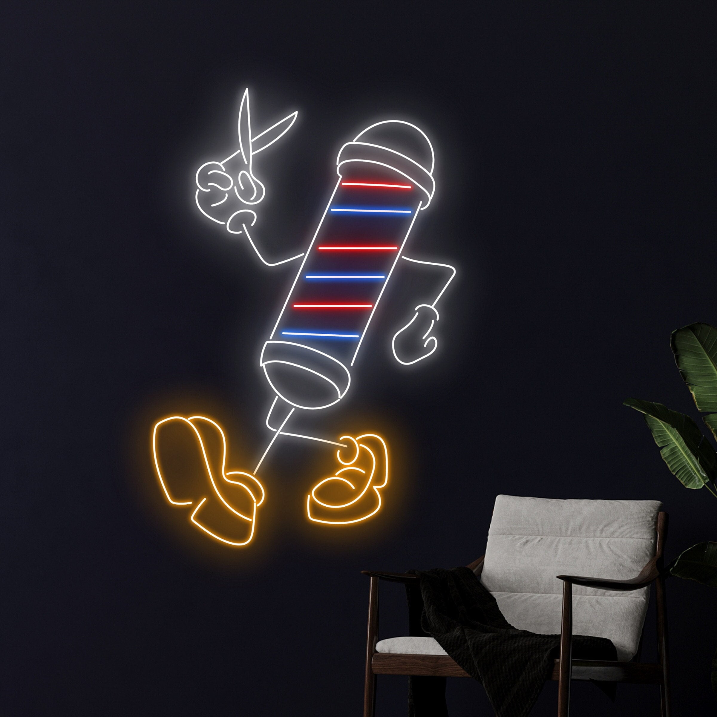 Handmadetneonsign Barber Pole Man Led Sign, Barber Shop Neon Sign ...