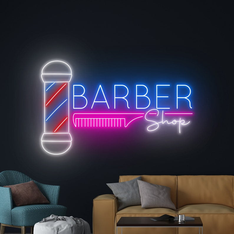 Handmadetneonsign Barber Shop Neon Sign, Hair Cut Salon Wall Art Decor ...