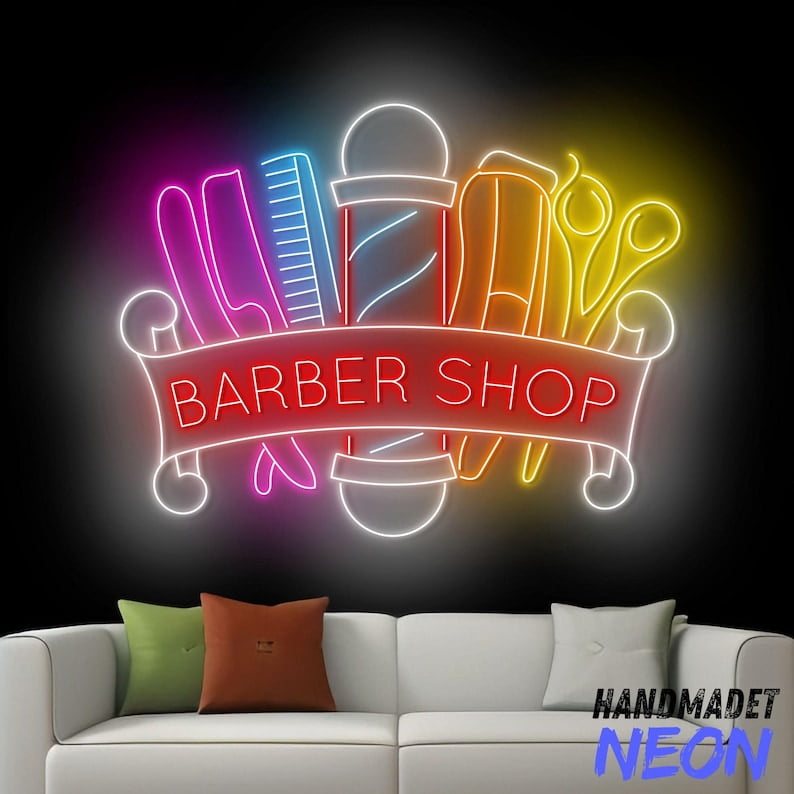 Handmadetneonsign Barber Shop Neon Sign,Hair Salon Wall Art, Store Shop ...