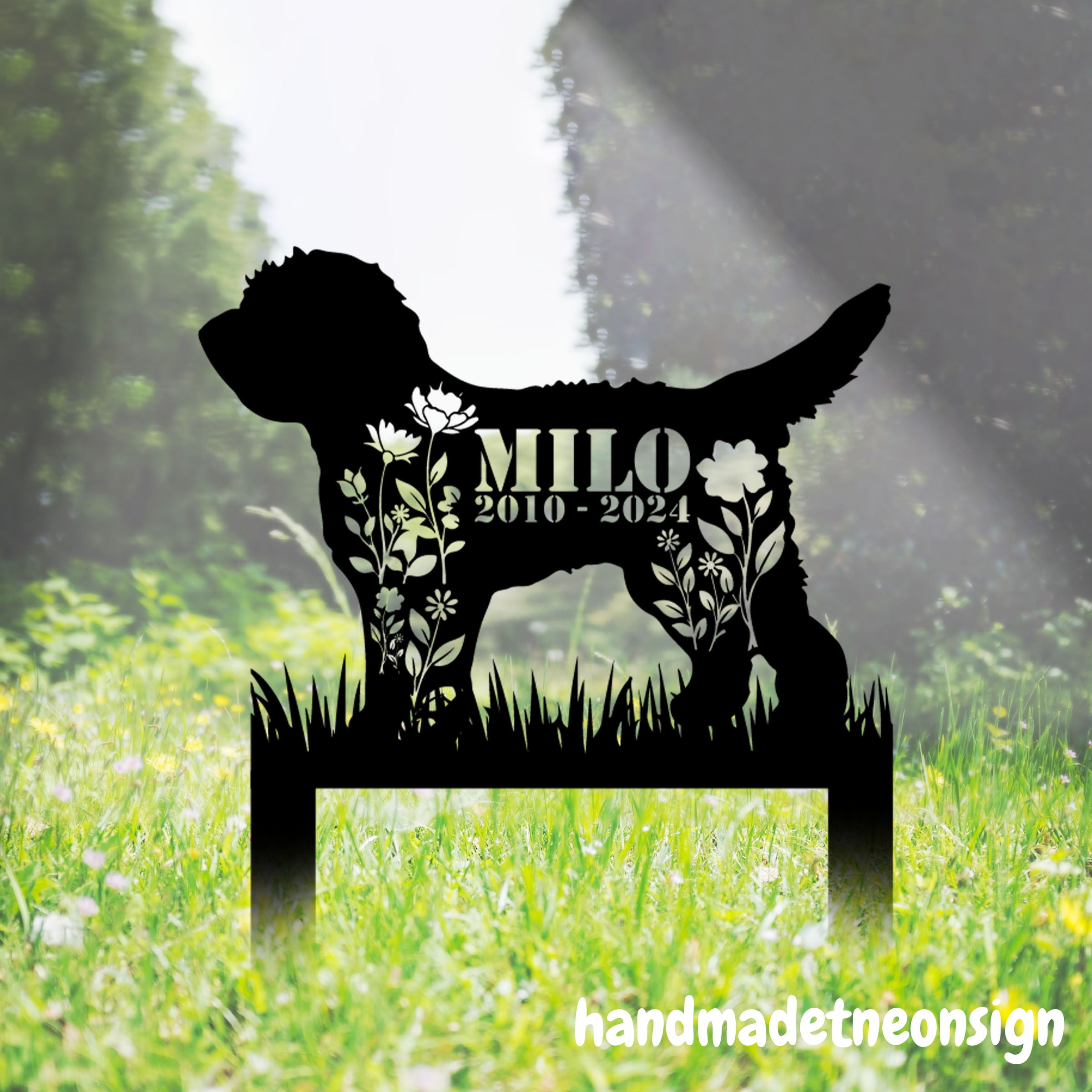 Handmadetneonsign Barbet Dog Memorial Stake, Barbet Dog Metal Stakes, Dog Grave Garden Yard ...