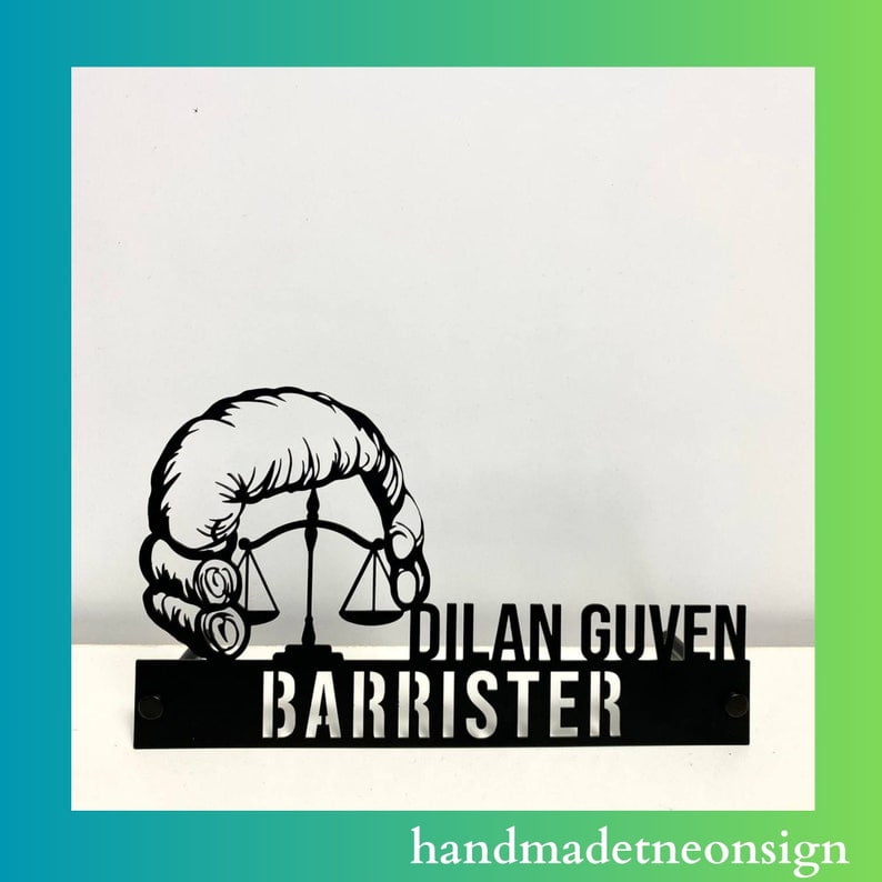 Handmadetneonsign Barrister Metal Nameplate, Barrister Career Desk ...