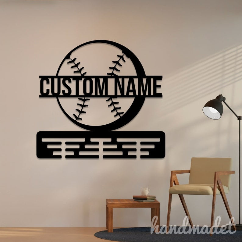 Handmadetneonsign Baseball Ball Medal Hanger Metal Wall Art Light ...
