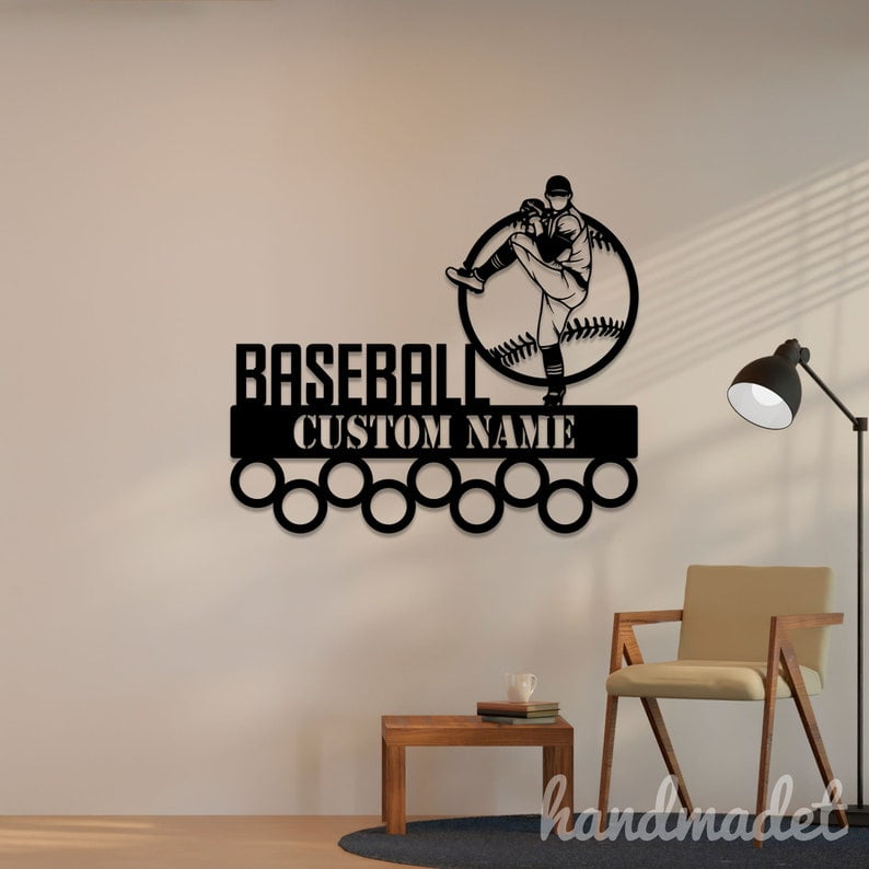 Handmadetneonsign Baseball Medal Hanger Metal Wall Art Light, Baseball ...