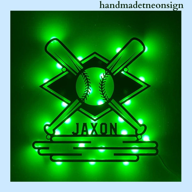 Handmadetneonsign Baseball Medal Hanger, Softball Player Metal Sign ...