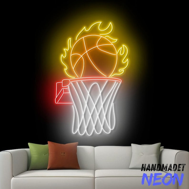 Handmadetneonsign Basketball Hoop Neon Sign, Basketball Neon Light ...