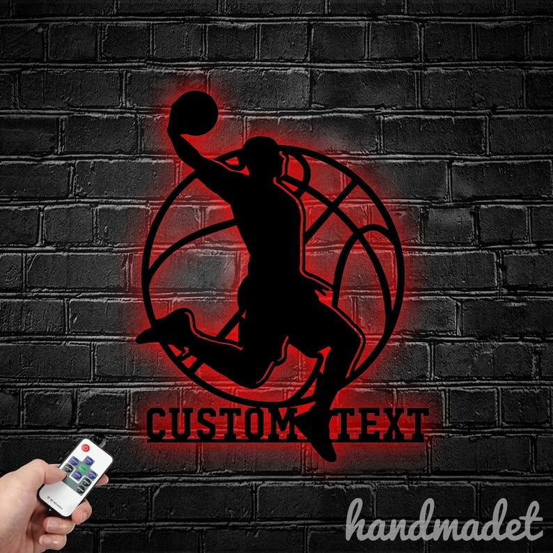 Handmadetneonsign Basketball Metal Wall Art Light, Basketball Metal ...