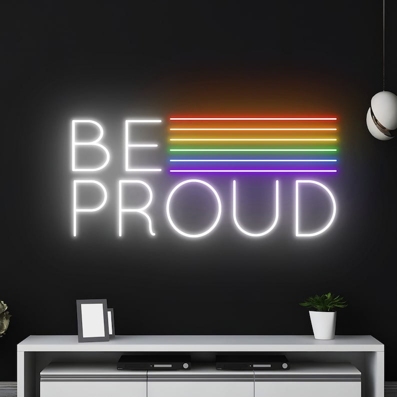 Handmadetneonsign Be Proud LGBT Neon Sign, Be Proud Pride Wall Art ...