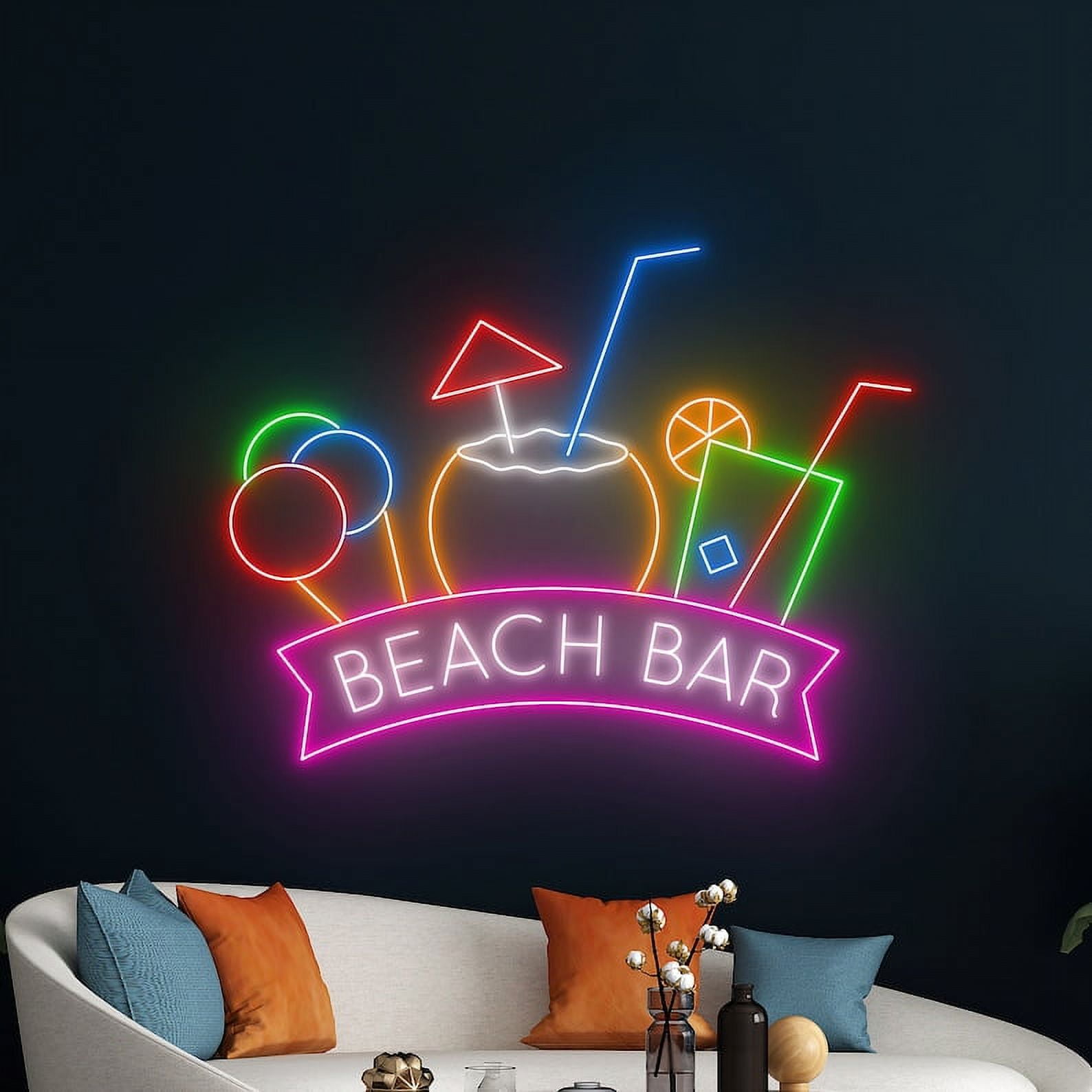 Handmadetneonsign Beach Bar Neon Sign, Cocktail Bar Logo LED Light ...