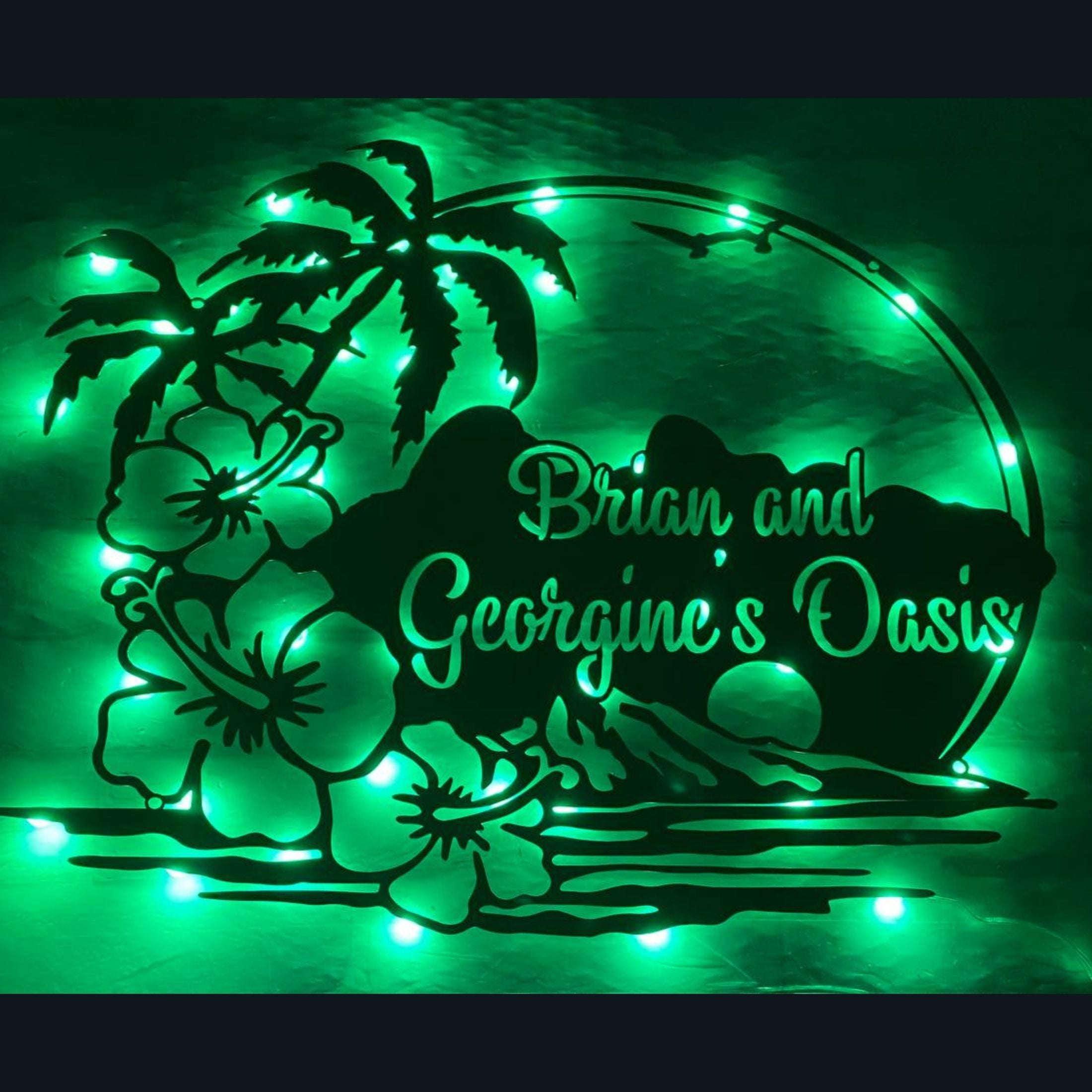 Handmadetneonsign Beach House Metal Wall Art Light, Palm Tree Summer ...