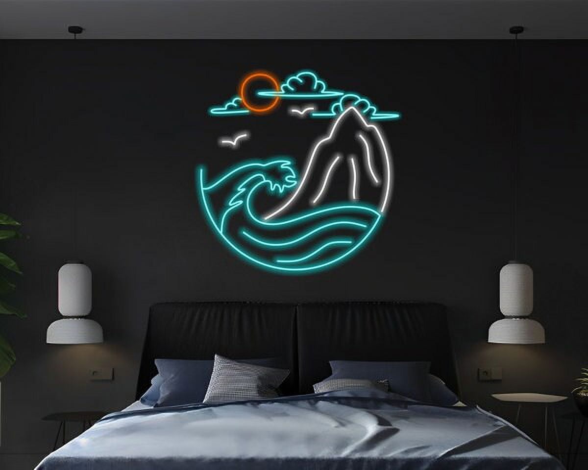 Handmadetneonsign Beautiful scenery Led Sign, Sun mountain Neon Sign ...