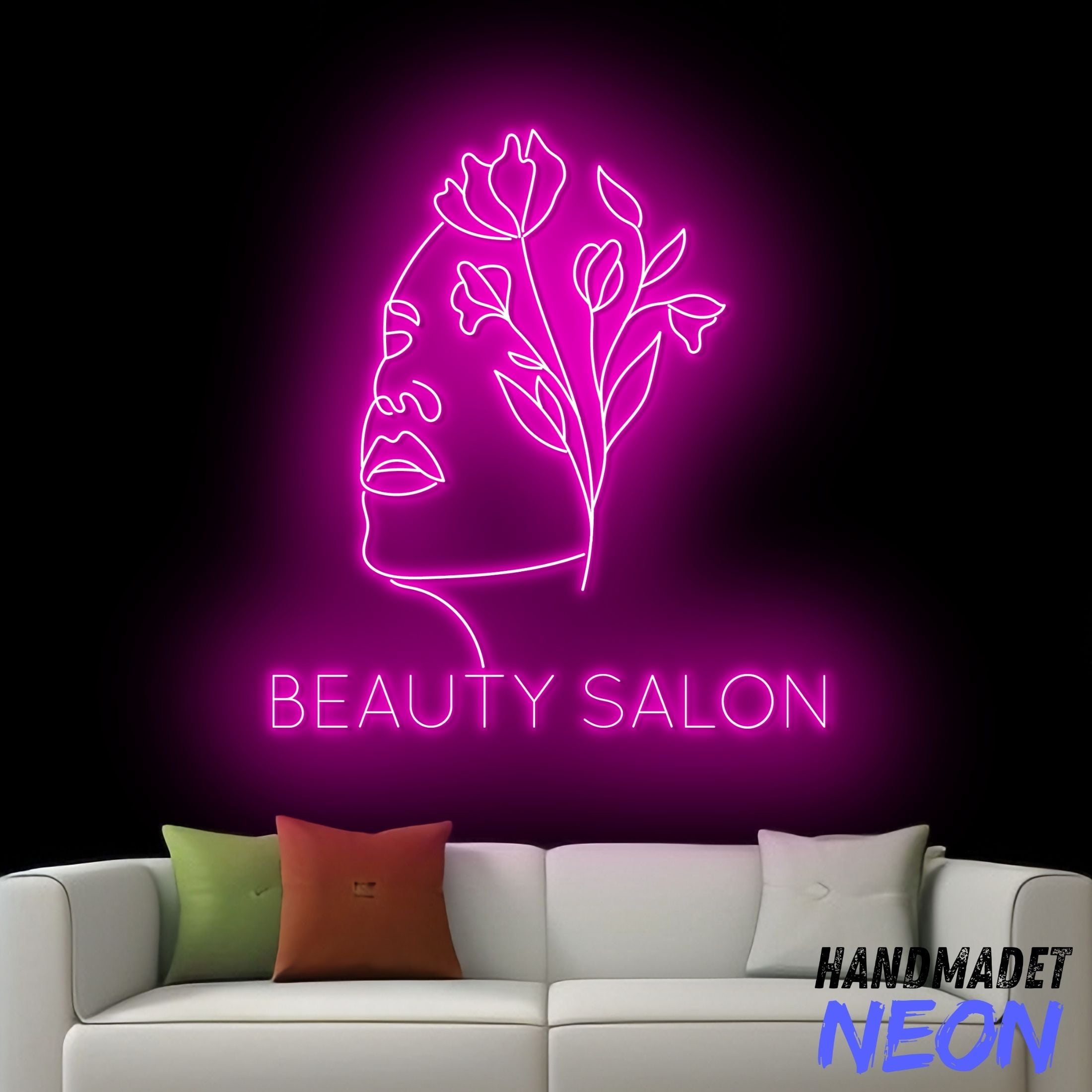 Handmadetneonsign Beauty Salon Neon Sign, Girl Face Wall Art, Flower ...