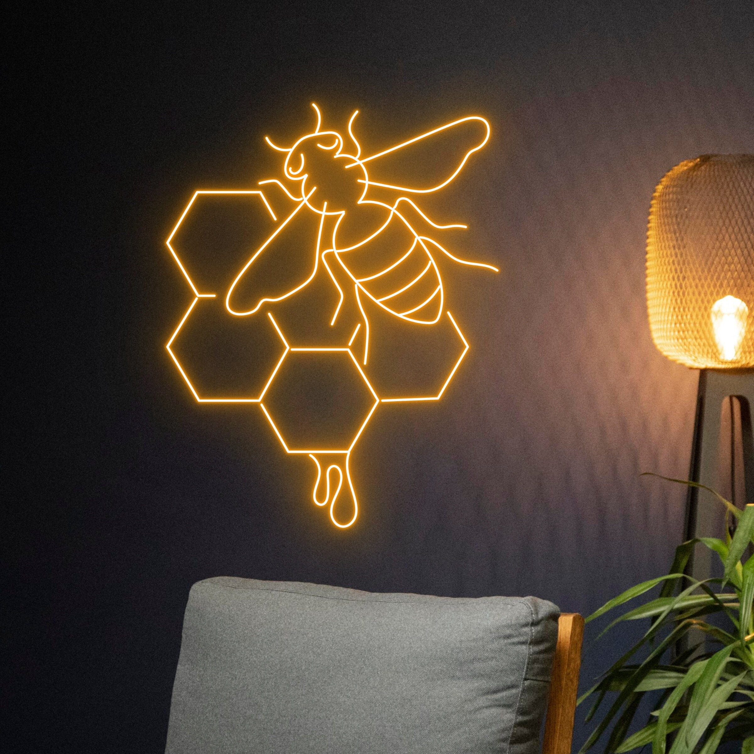 Handmadetneonsign Bee Honeycomb Neon Sign, Honey Bee Led Sign ...