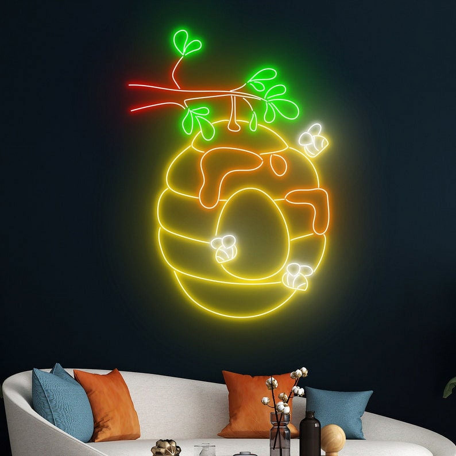 Handmadetneonsign Bee Honeycomb Neon Sign, Honey Bee Led Sign ...