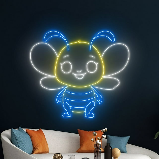 Handmadetneonsign Bee Neon Sign, Cute Bee Led Sign, Bee Smiling Led ...