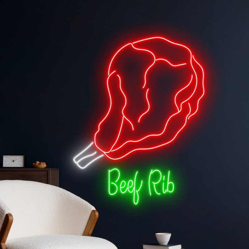 Handmadetneonsign Beef Ribs Neon Light, Beef Ribs Neon Sign, Meat Led ...