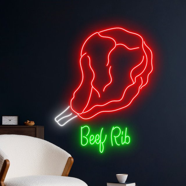 Handmadetneonsign Beef Ribs Neon Light, Beef Ribs Neon Sign, Meat Led ...