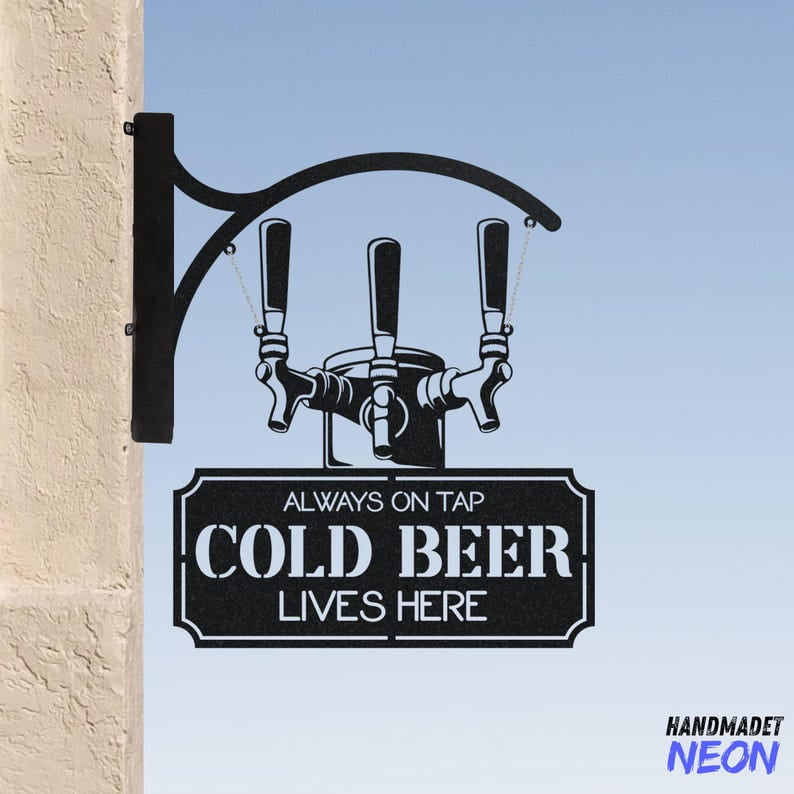 Handmadetneonsign Beer Hanging Sign, Beer Bar Outdoor Hanging Sign ...