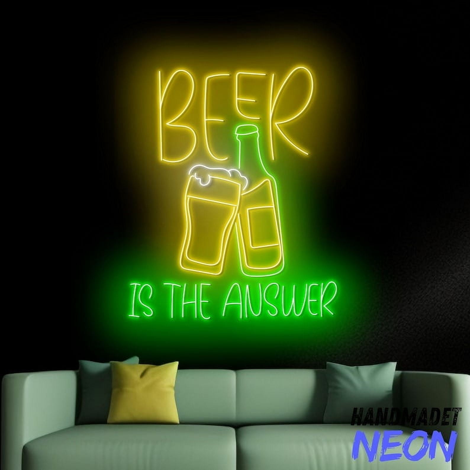 Handmadetneonsign Beer Is The Answer Neon Sign, Beer Glass Led Sign ...