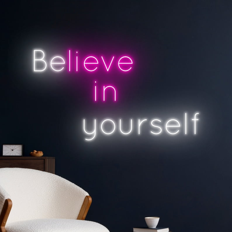 Handmadetneonsign Believe In Yourself Neon Sign, Personalized Quote ...