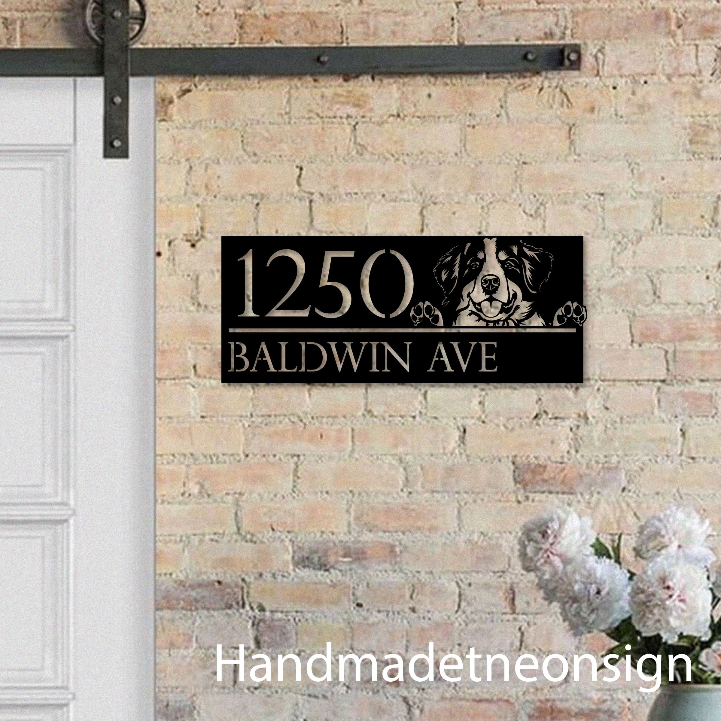 Handmadetneonsign Bernese Mountain House Number, Dog Home Address Metal ...