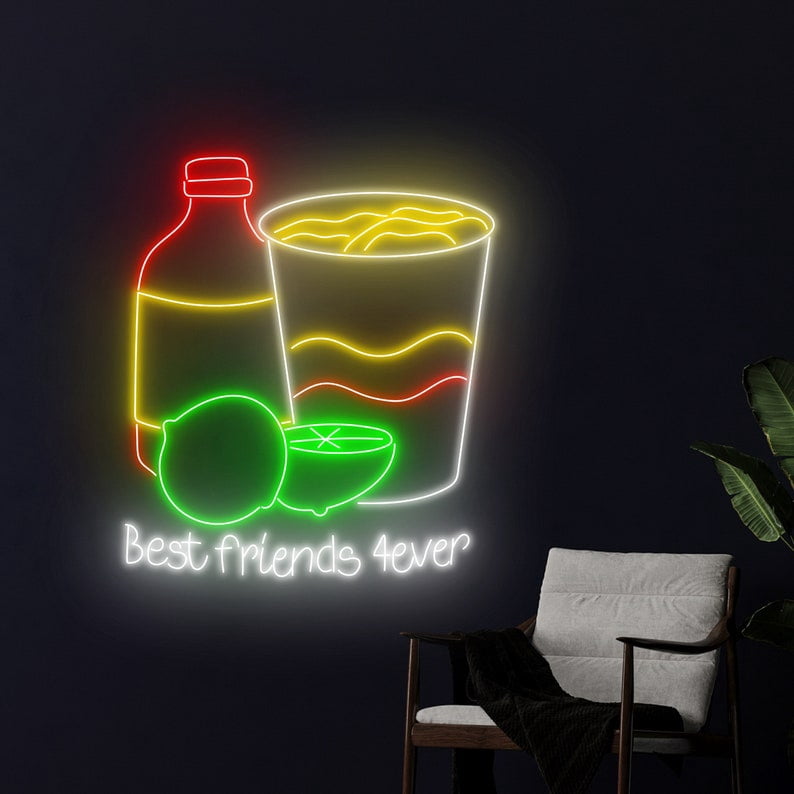 Handmadetneonsign Best Friends 4ever Neon Sign, Maruchan Ramen Wall Art ...